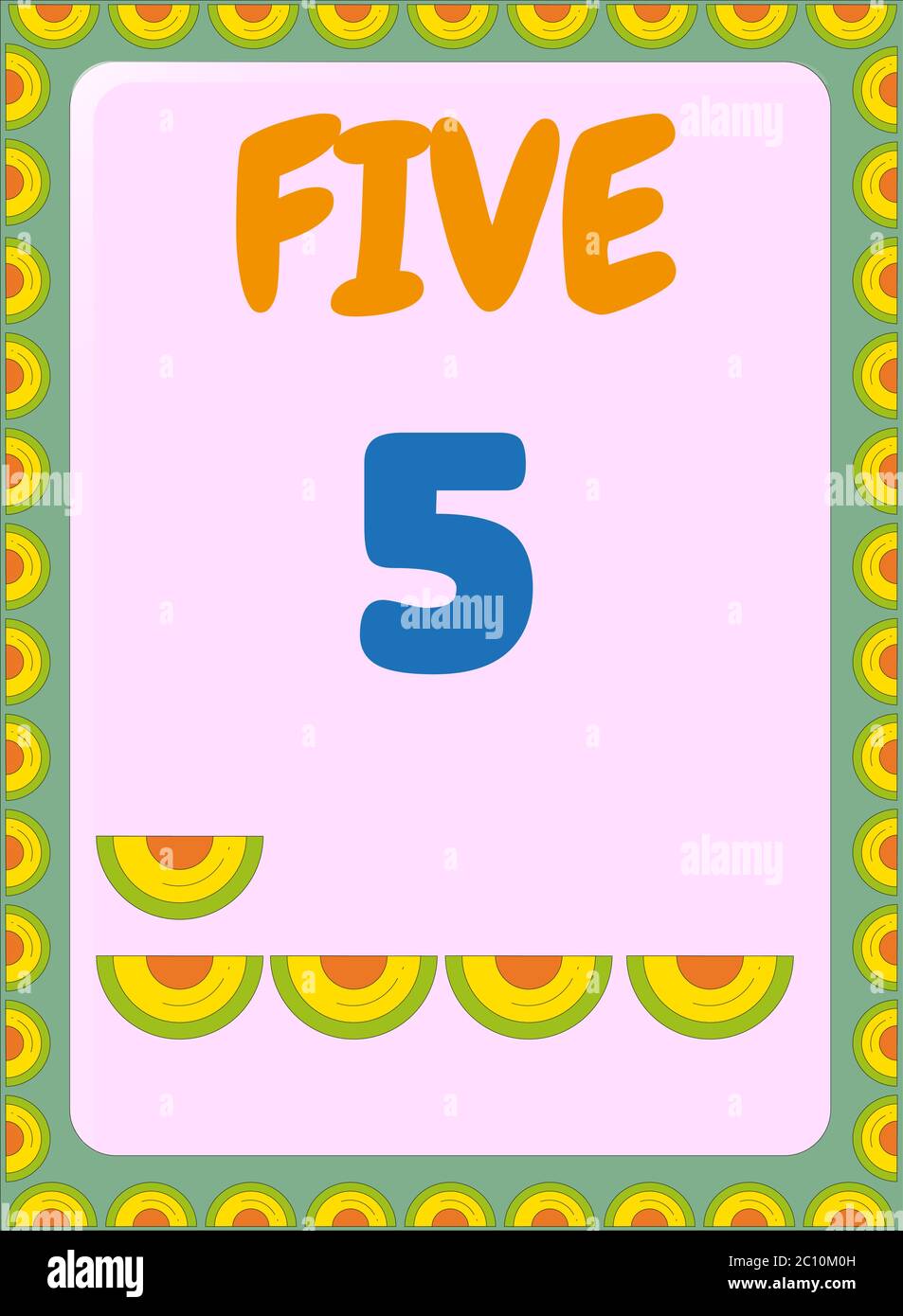 Preschool and toddler math with slice of melon fruit design Stock ...