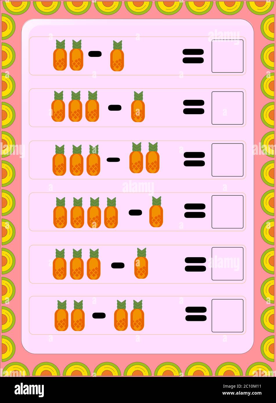 Preschool and toddler math with pineapple fruit design Stock Vector ...