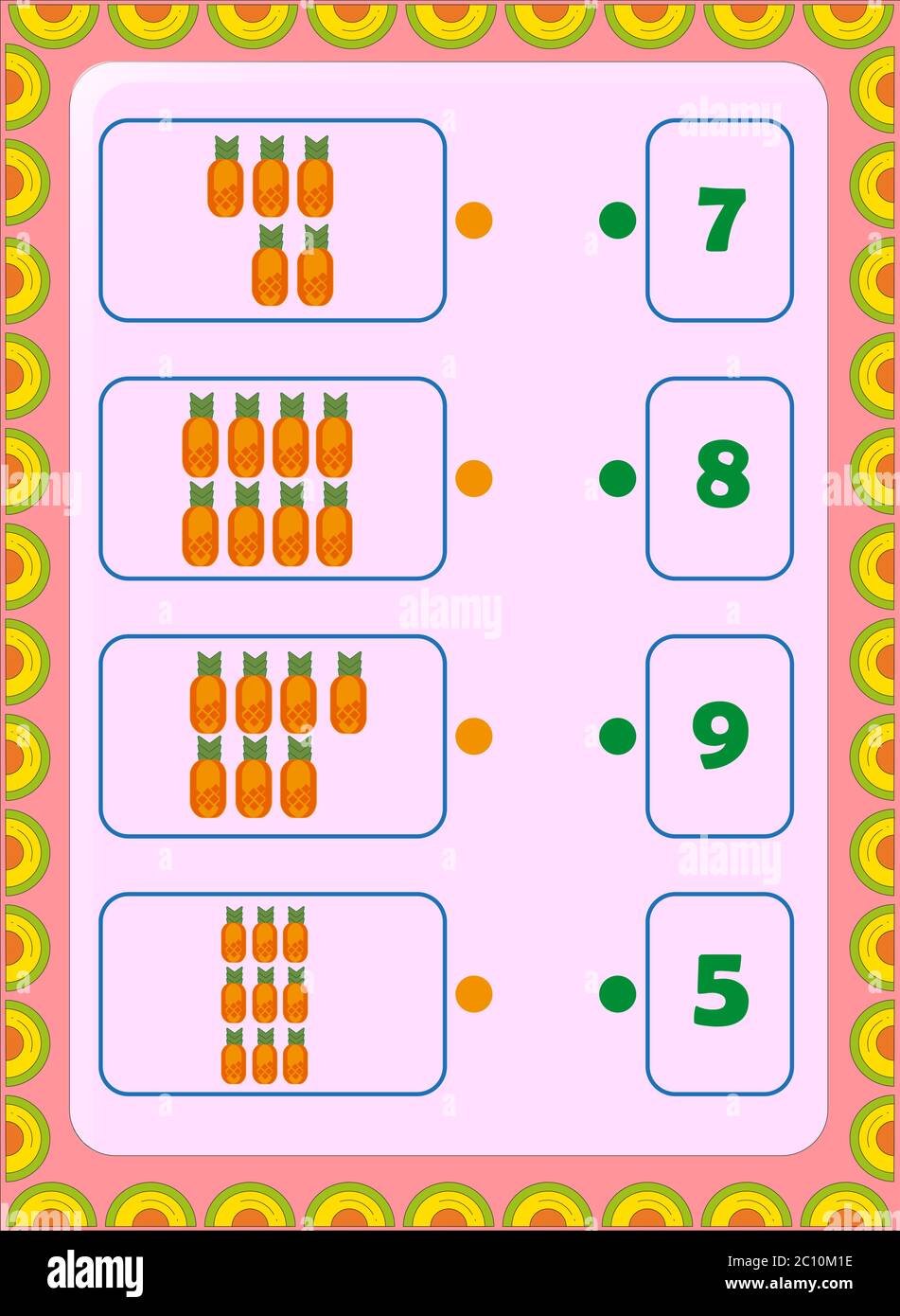 Preschool and toddler math with pineapple fruit design Stock Vector ...