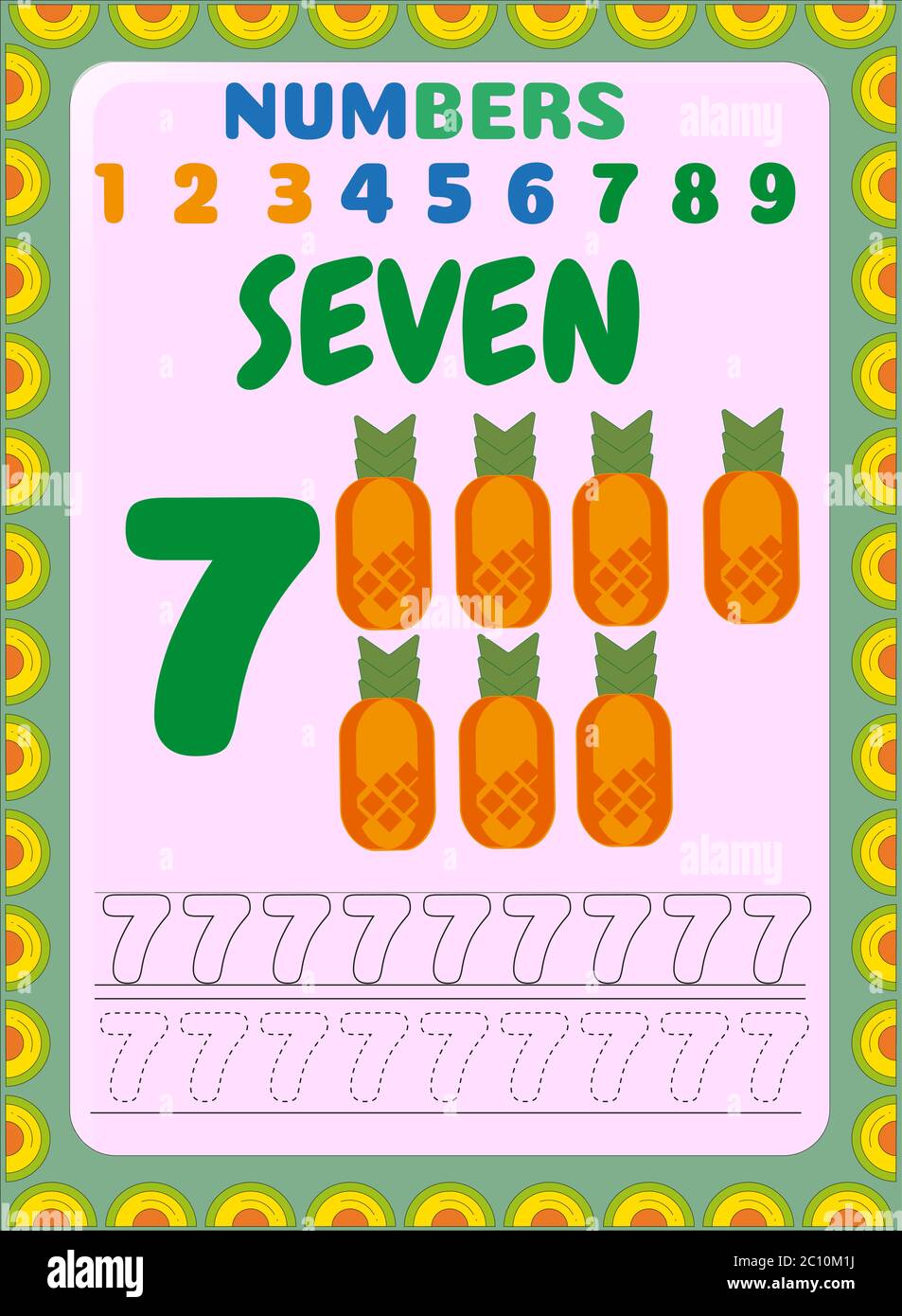 Preschool and toddler math with pineapple fruit design Stock Vector ...