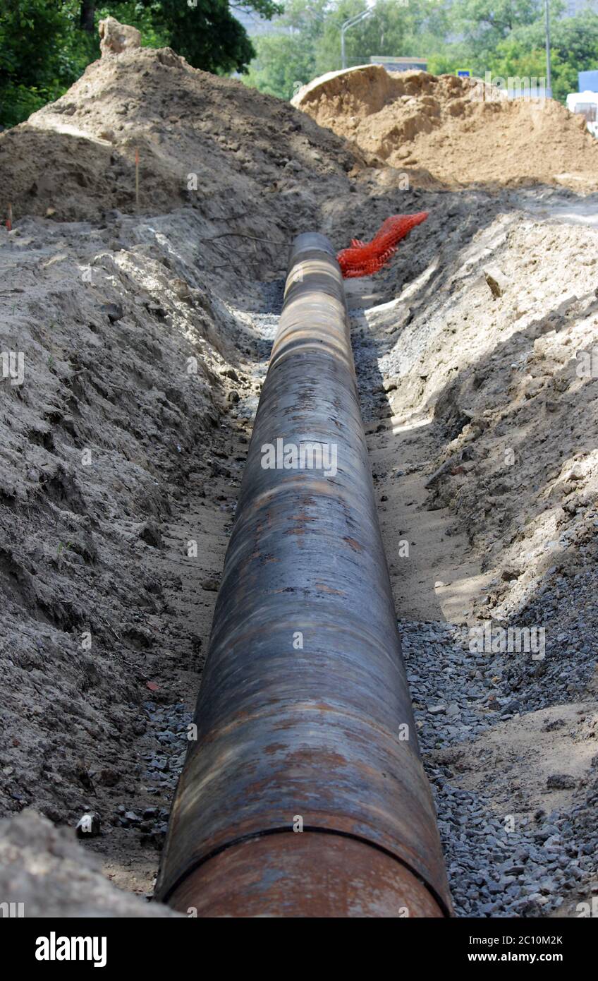 installing storm drain system to reduce flooding during storms Stock ...