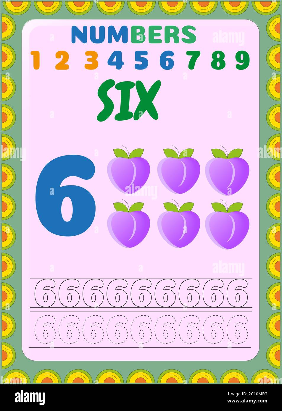 Preschool and toddler math with peach fruit design Stock Vector Image ...