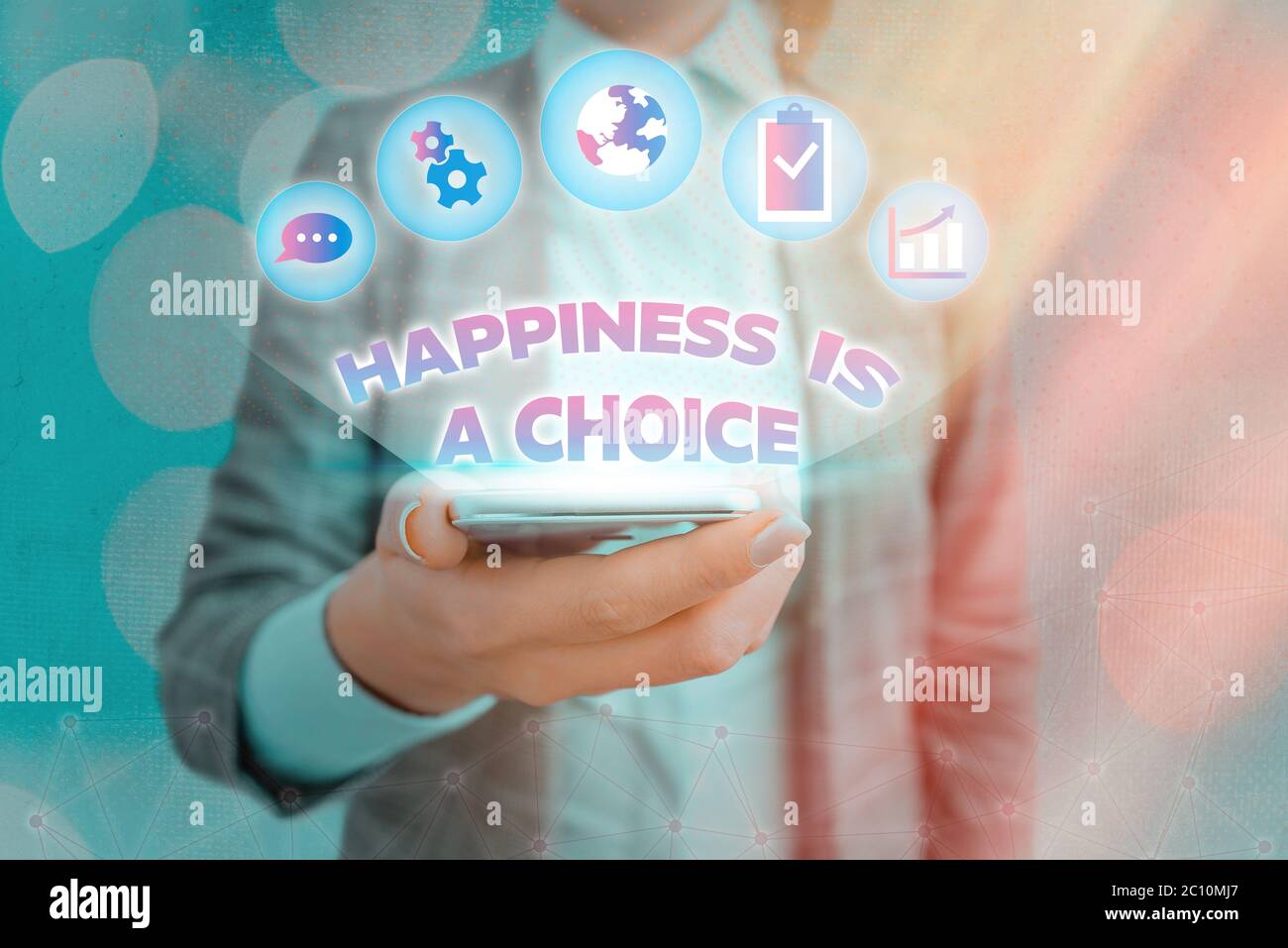 Text sign showing Happiness Is A Choice. Business photo showcasing Stay ...