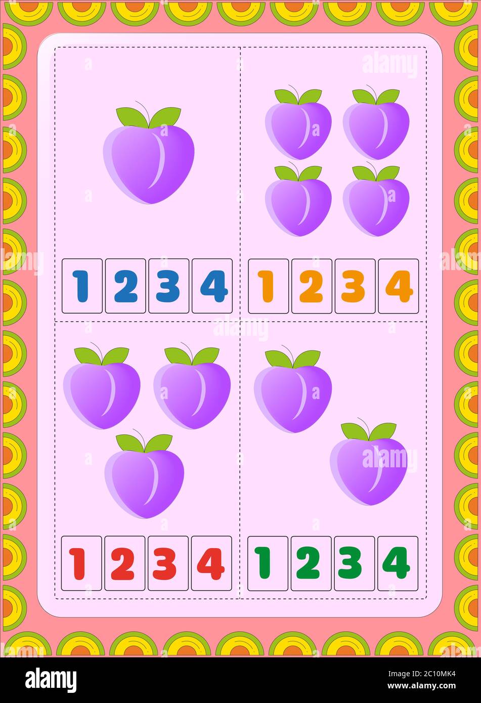 Preschool and toddler math with peach fruit design Stock Vector Image ...