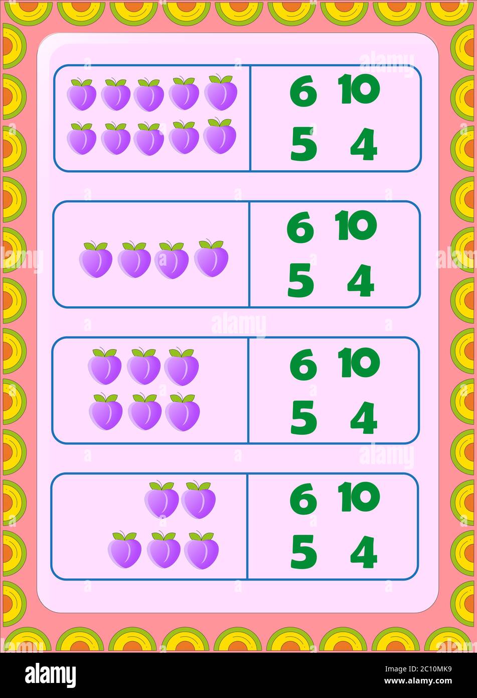 Preschool and toddler math with peach fruit design Stock Vector Image ...