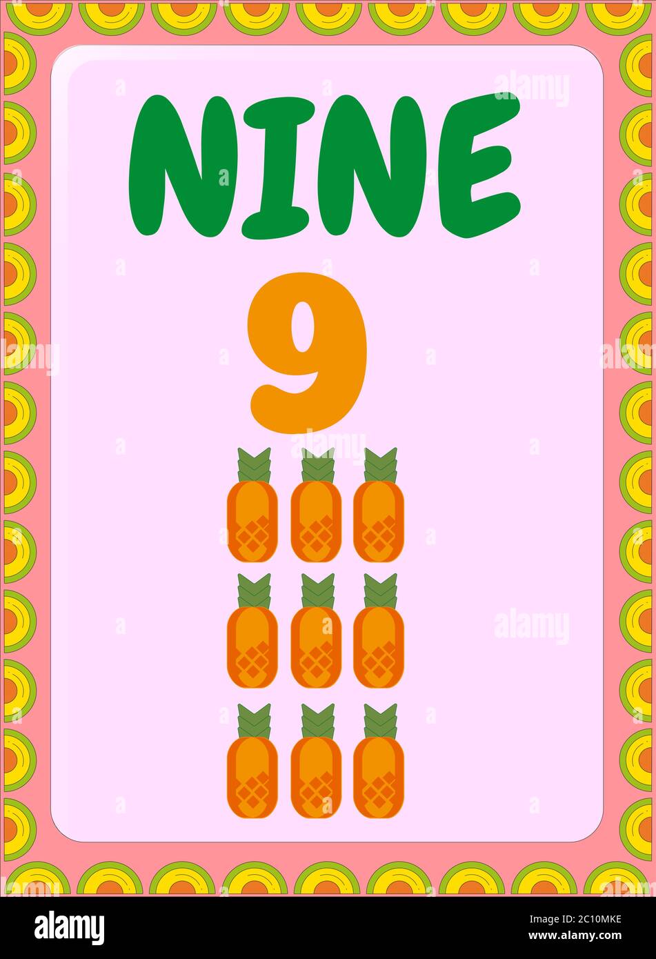 Preschool and toddler math with pineapple fruit design Stock Vector ...