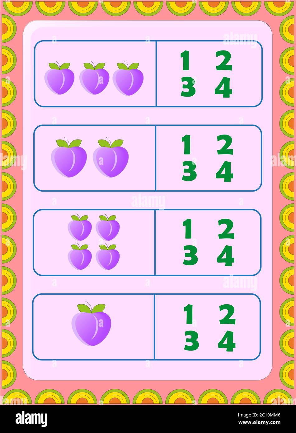 Preschool and toddler math with peach fruit design Stock Vector Image ...