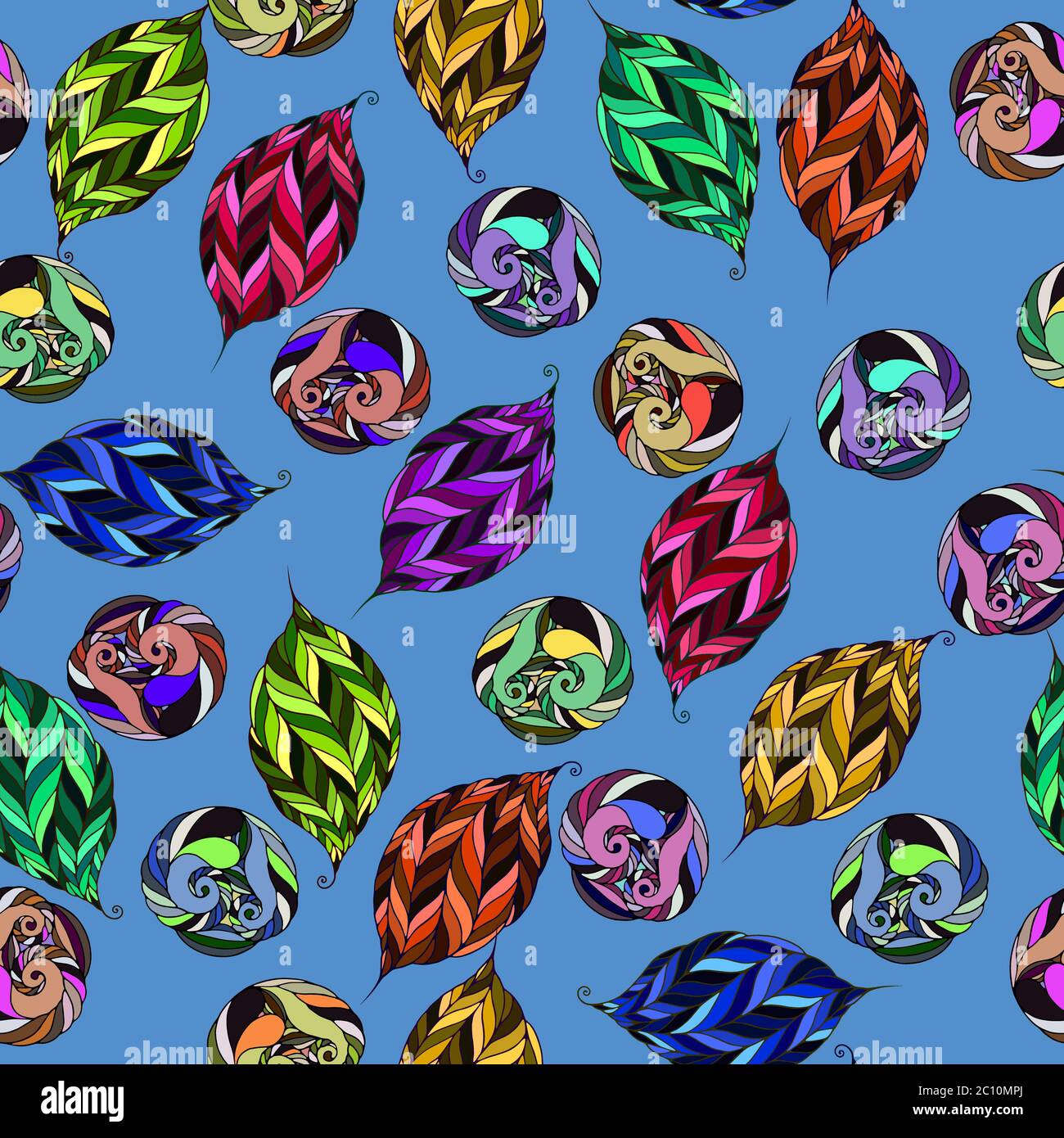 vector pattern of psychedelic shapes in the form leaves Stock Photo - Alamy