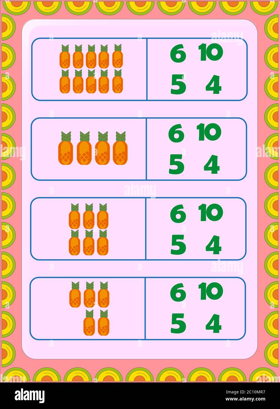 Preschool and toddler math with pineapple fruit design Stock Vector ...