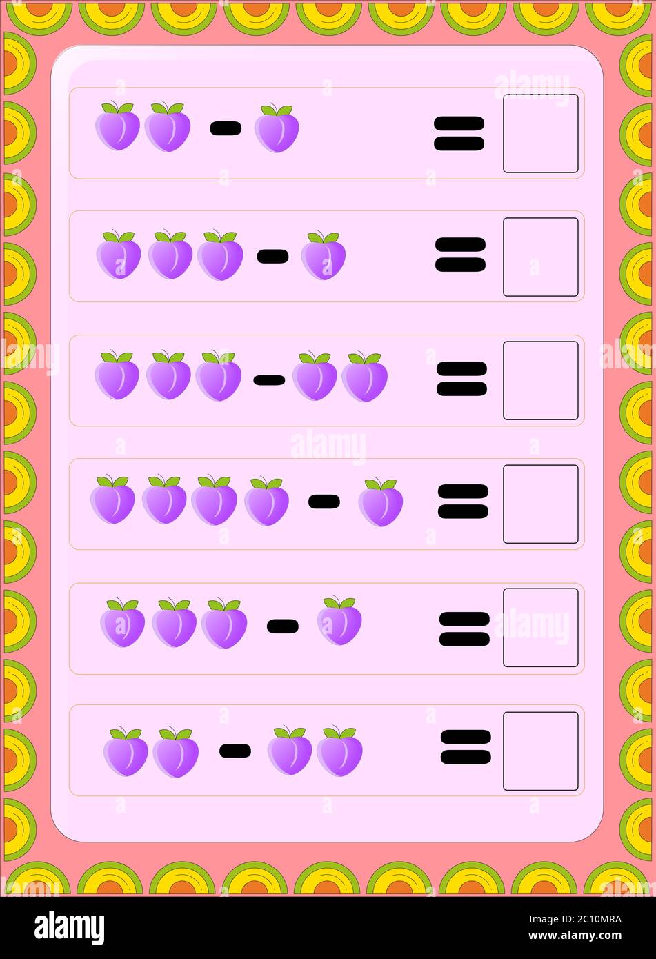 Preschool and toddler math with peach fruit design Stock Vector Image ...