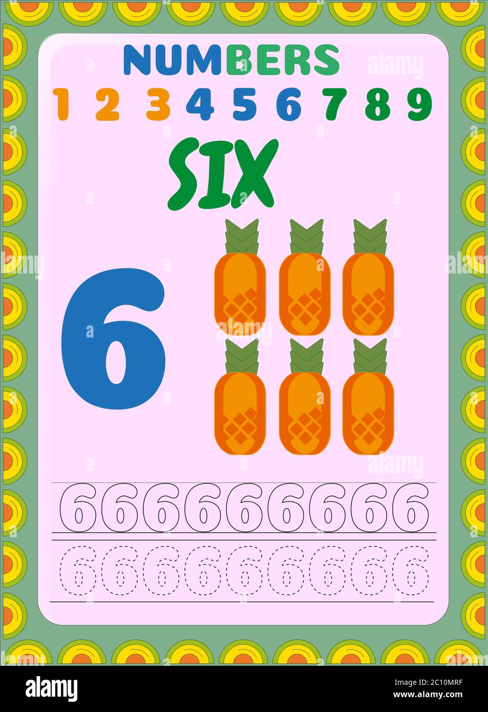 Preschool and toddler math with pineapple fruit design Stock Vector ...