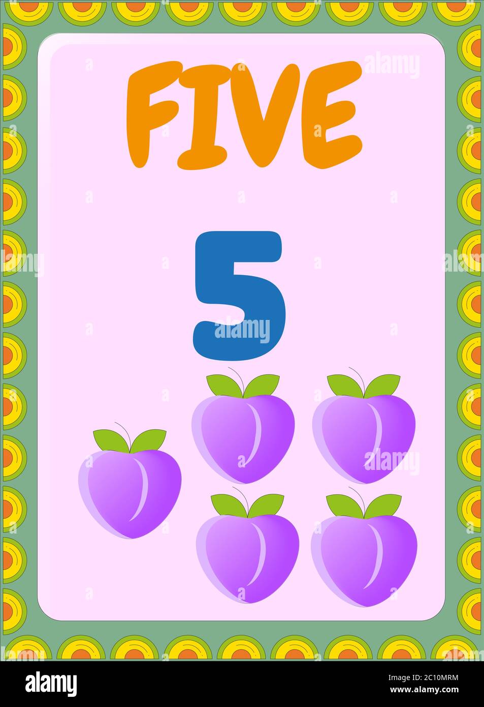 Preschool and toddler math with peach fruit design Stock Vector Image ...