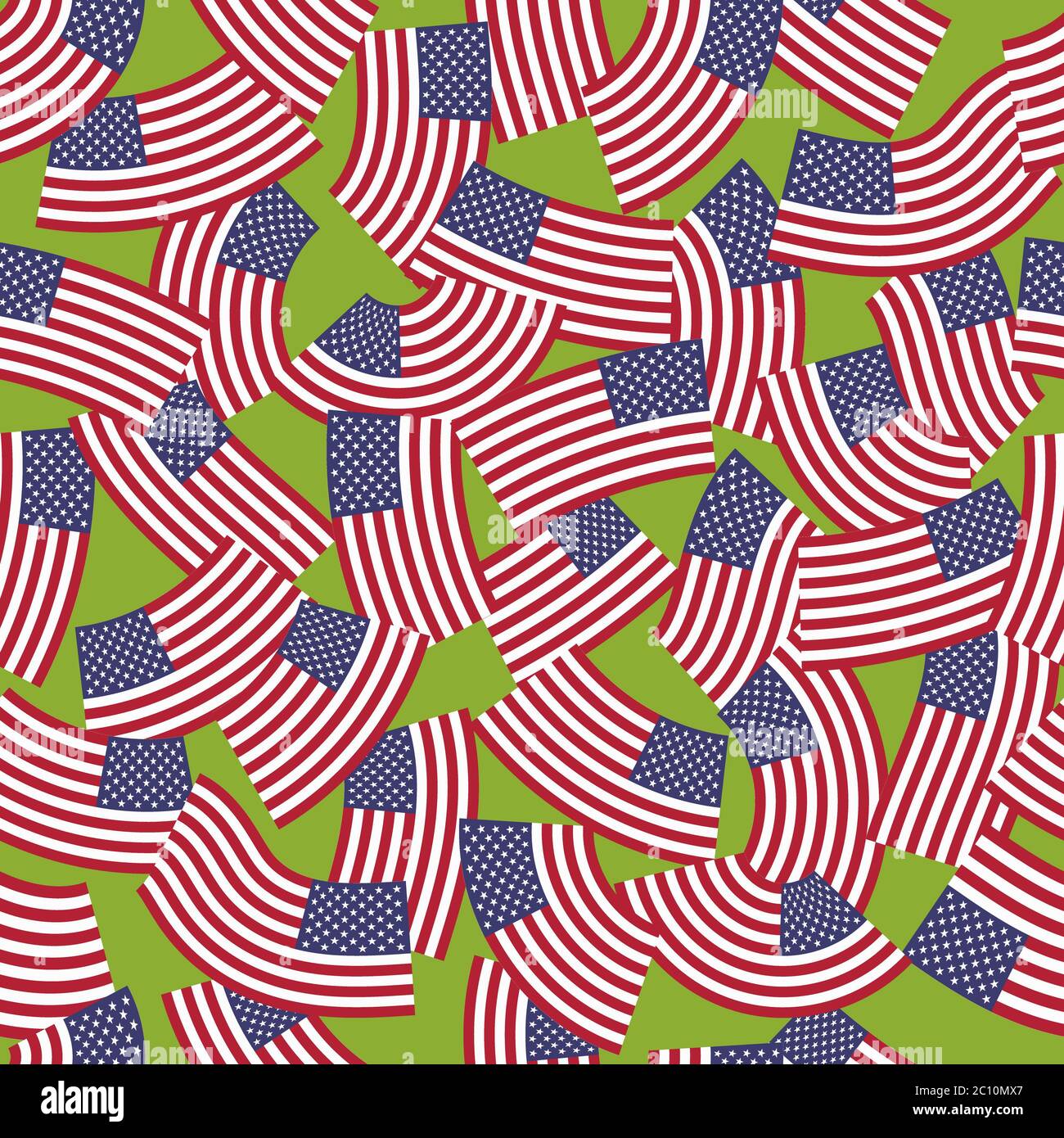 Vector seamless pattern American flags on green background Stock Photo ...