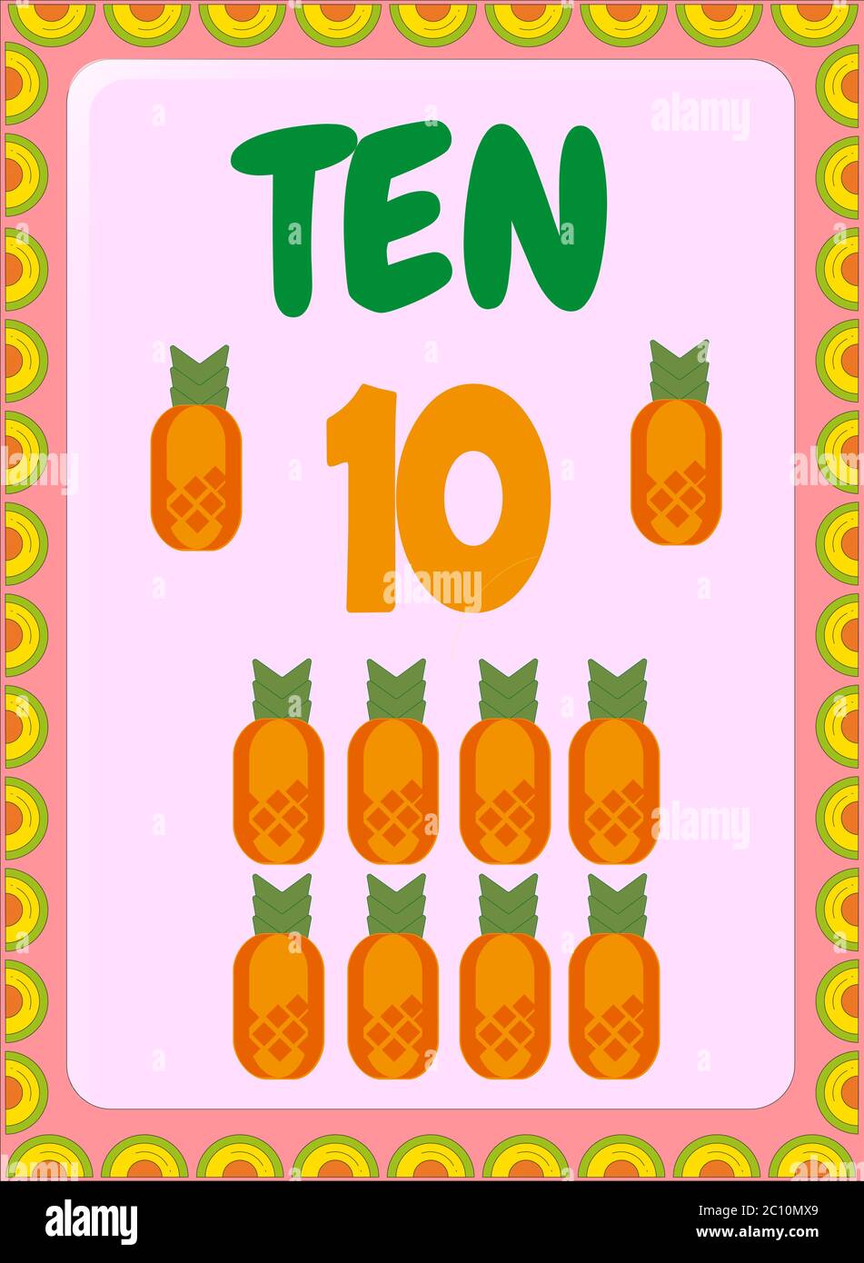Preschool and toddler math with pineapple fruit design Stock Vector ...