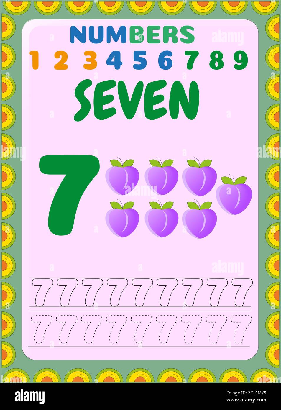 Preschool and toddler math with peach fruit design Stock Vector Image ...
