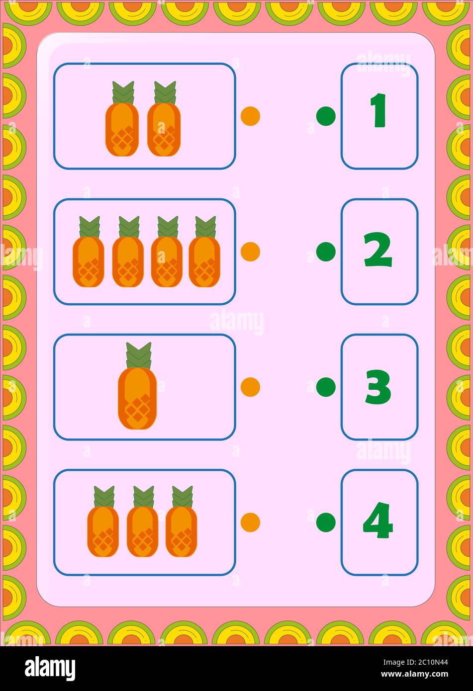 Preschool and toddler math with pineapple fruit design Stock Vector ...