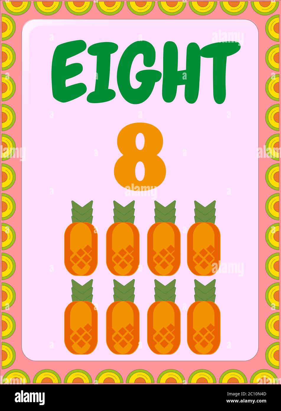 Preschool and toddler math with pineapple fruit design Stock Vector ...