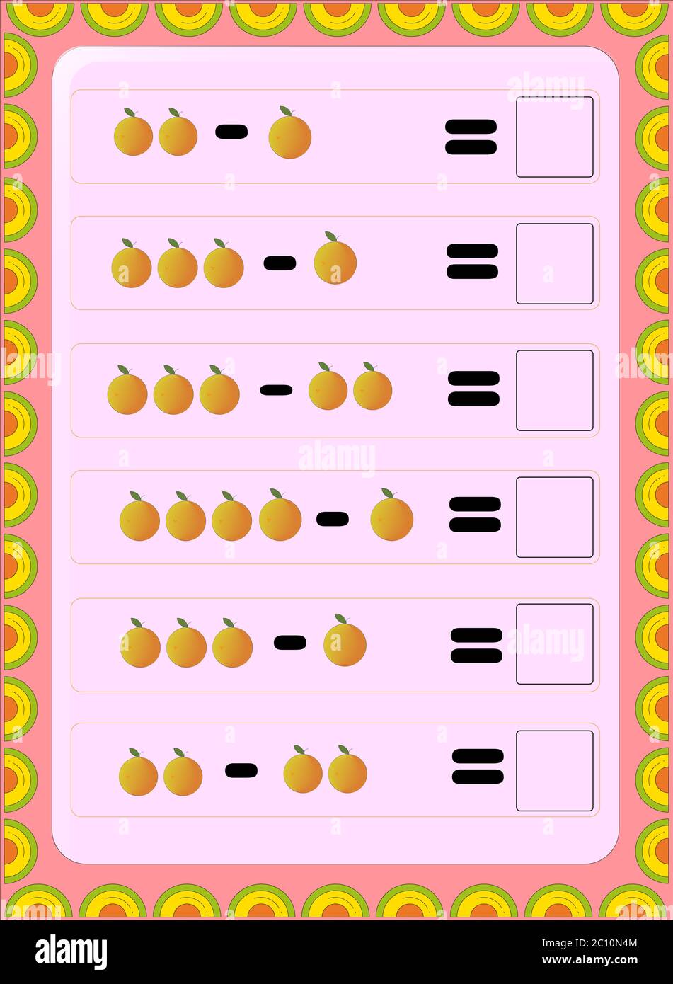 Preschool and toddler math with orange fruit design Stock Vector Image ...