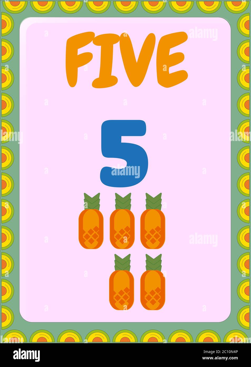 Preschool and toddler math with pineapple fruit design Stock Vector ...