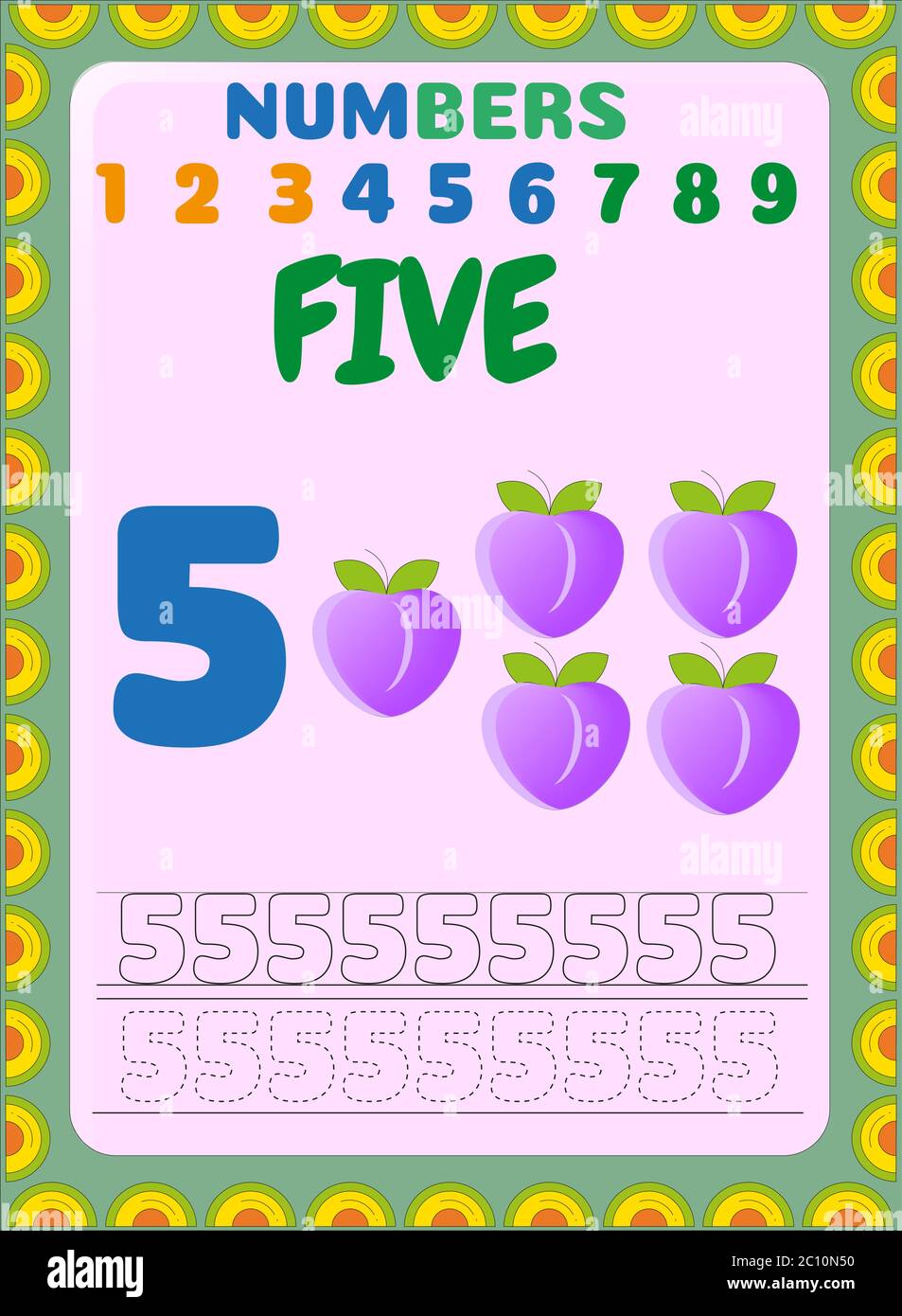 Preschool and toddler math with peach fruit design Stock Vector Image ...