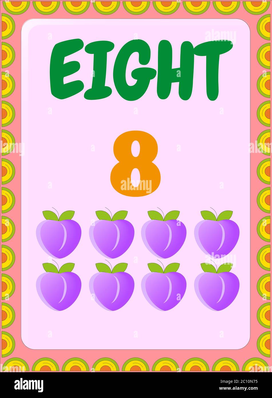 Preschool and toddler math with peach fruit design Stock Vector Image ...