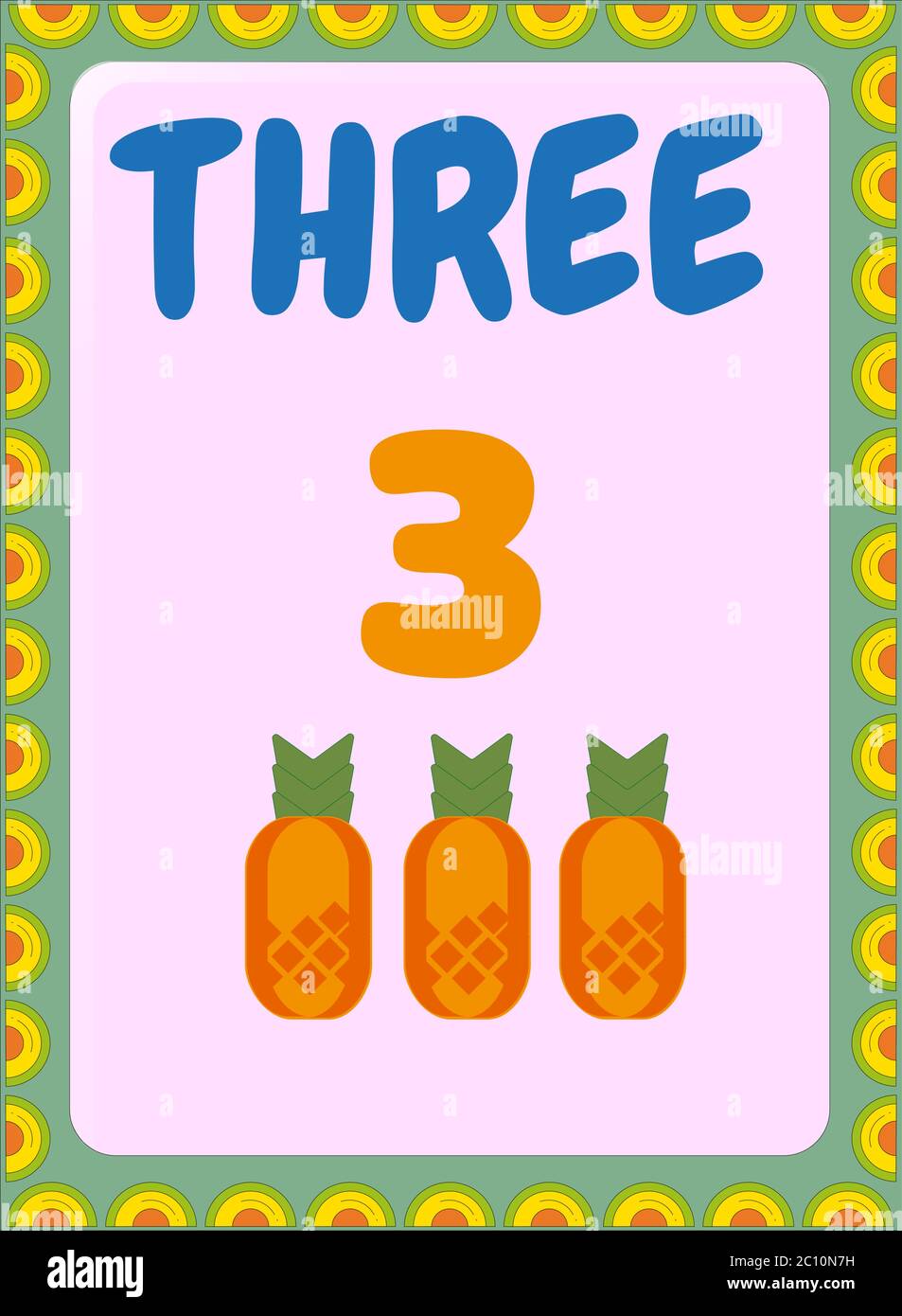 Preschool and toddler math with pineapple fruit design Stock Vector ...