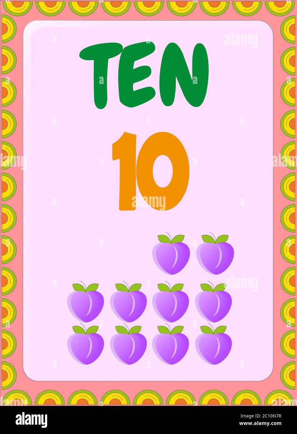 Preschool and toddler math with peach fruit design Stock Vector Image ...