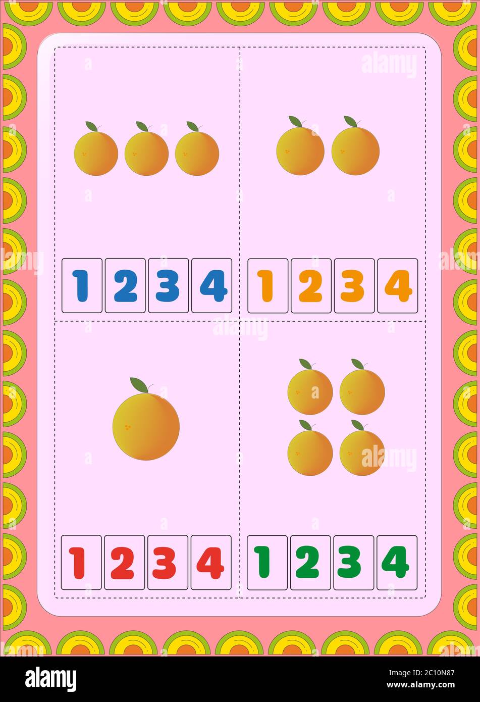 Preschool and toddler math with orange fruit design Stock Vector Image ...