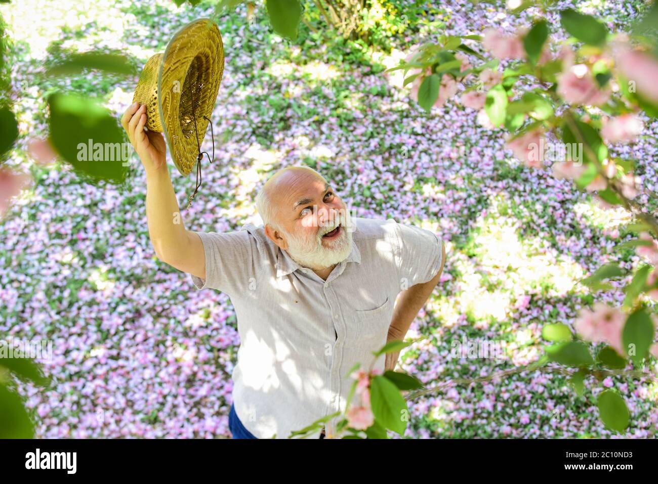 Positive emotions. Old man positive and optimistic. Good mood. Happy ...