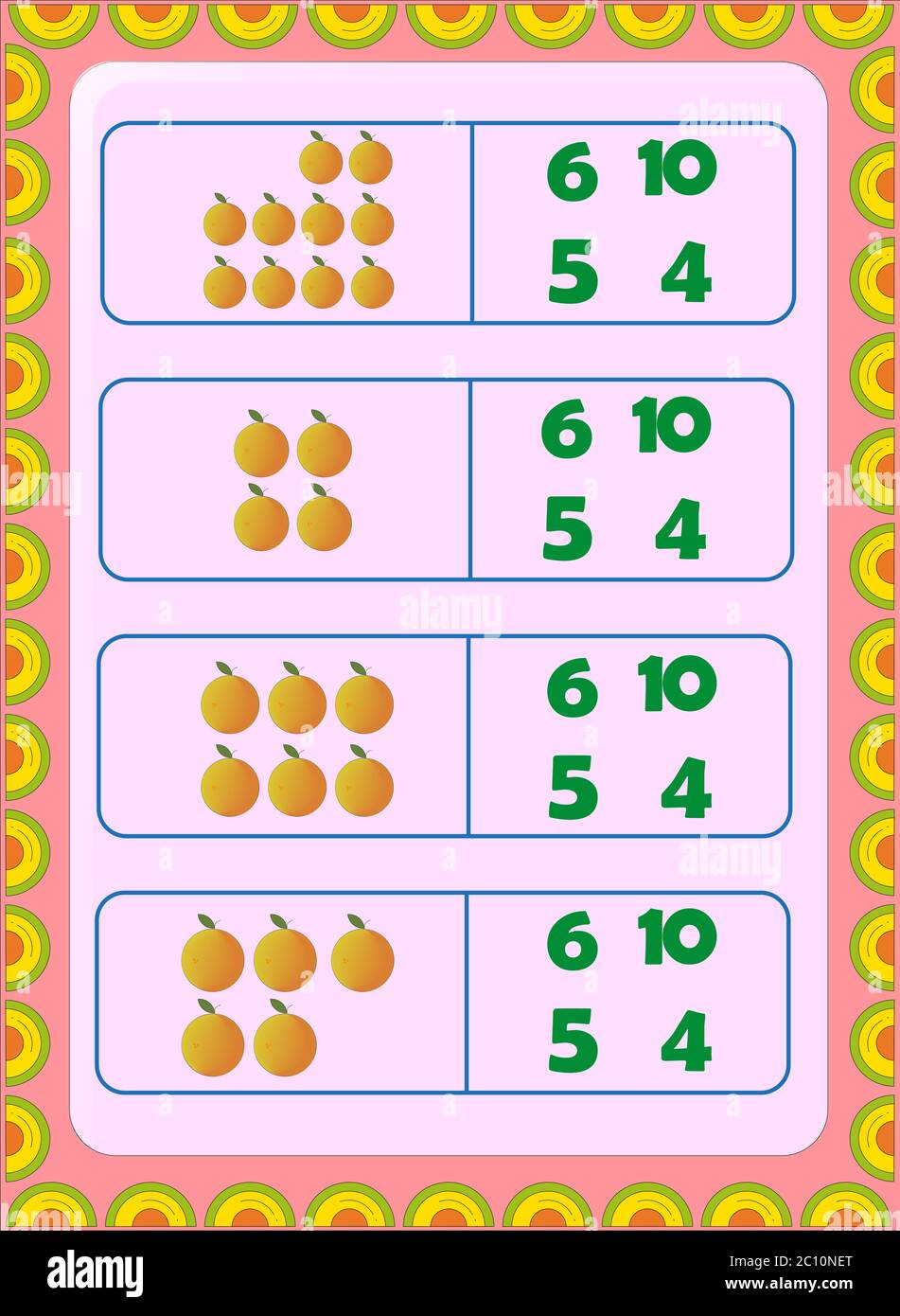 Preschool and toddler math with orange fruit design Stock Vector Image ...