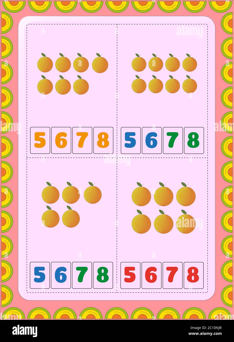 Preschool and toddler math with orange fruit design Stock Vector Image ...