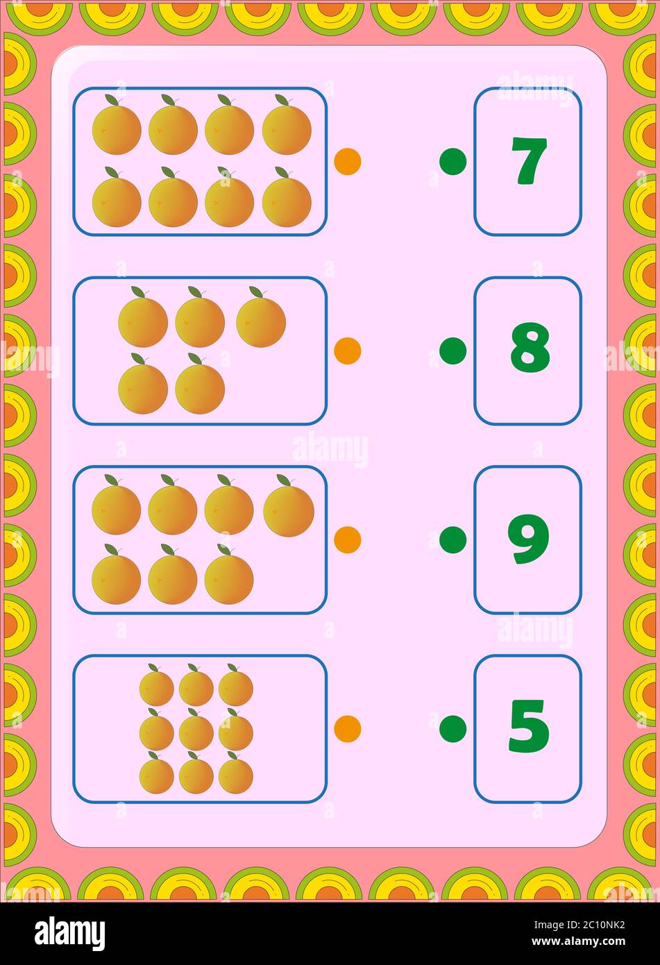 Preschool and toddler math with orange fruit design Stock Vector Image ...
