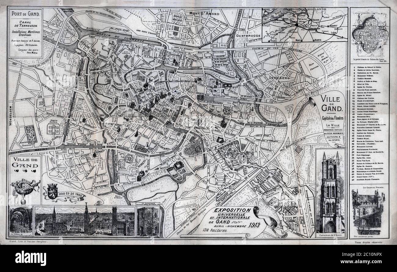 Map of Ghent to support the 'Exposition Universelle et Internationale ...