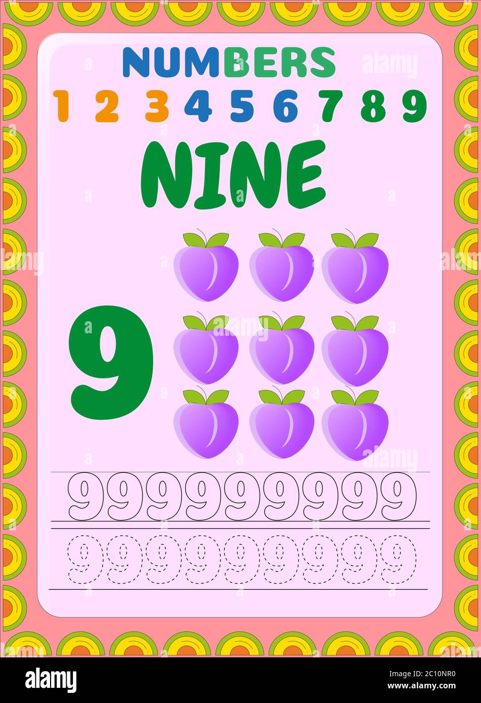 Preschool and toddler math with peach fruit design Stock Vector Image ...
