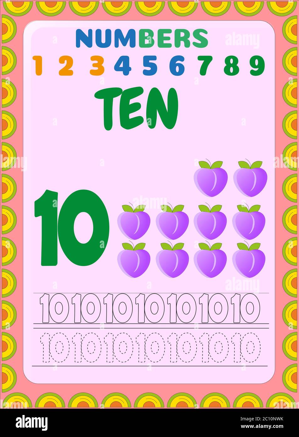 Preschool and toddler math with peach fruit design Stock Vector Image ...