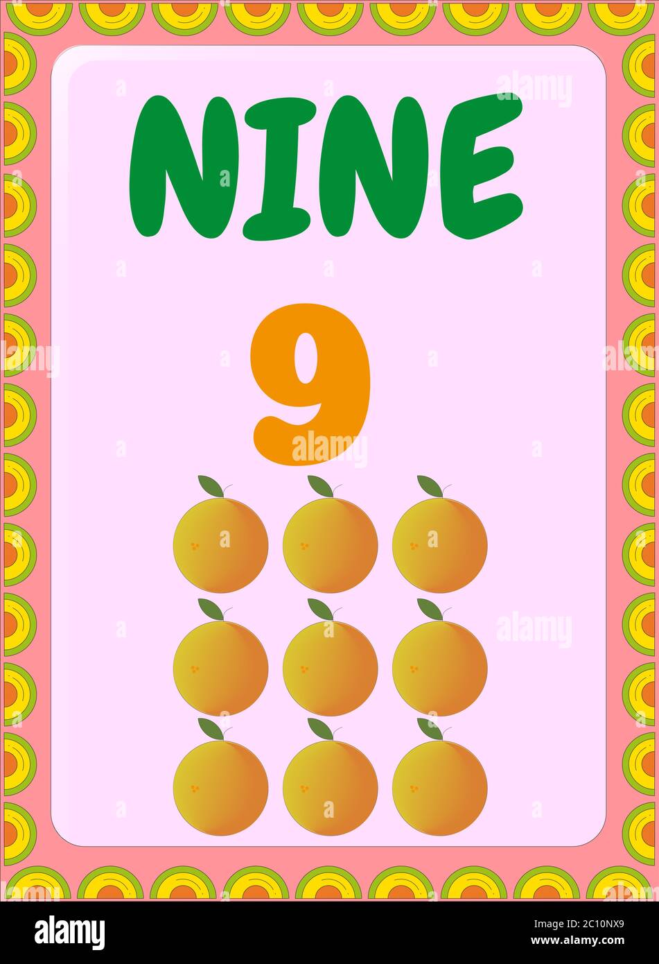 Preschool and toddler math with orange fruit design Stock Vector Image ...