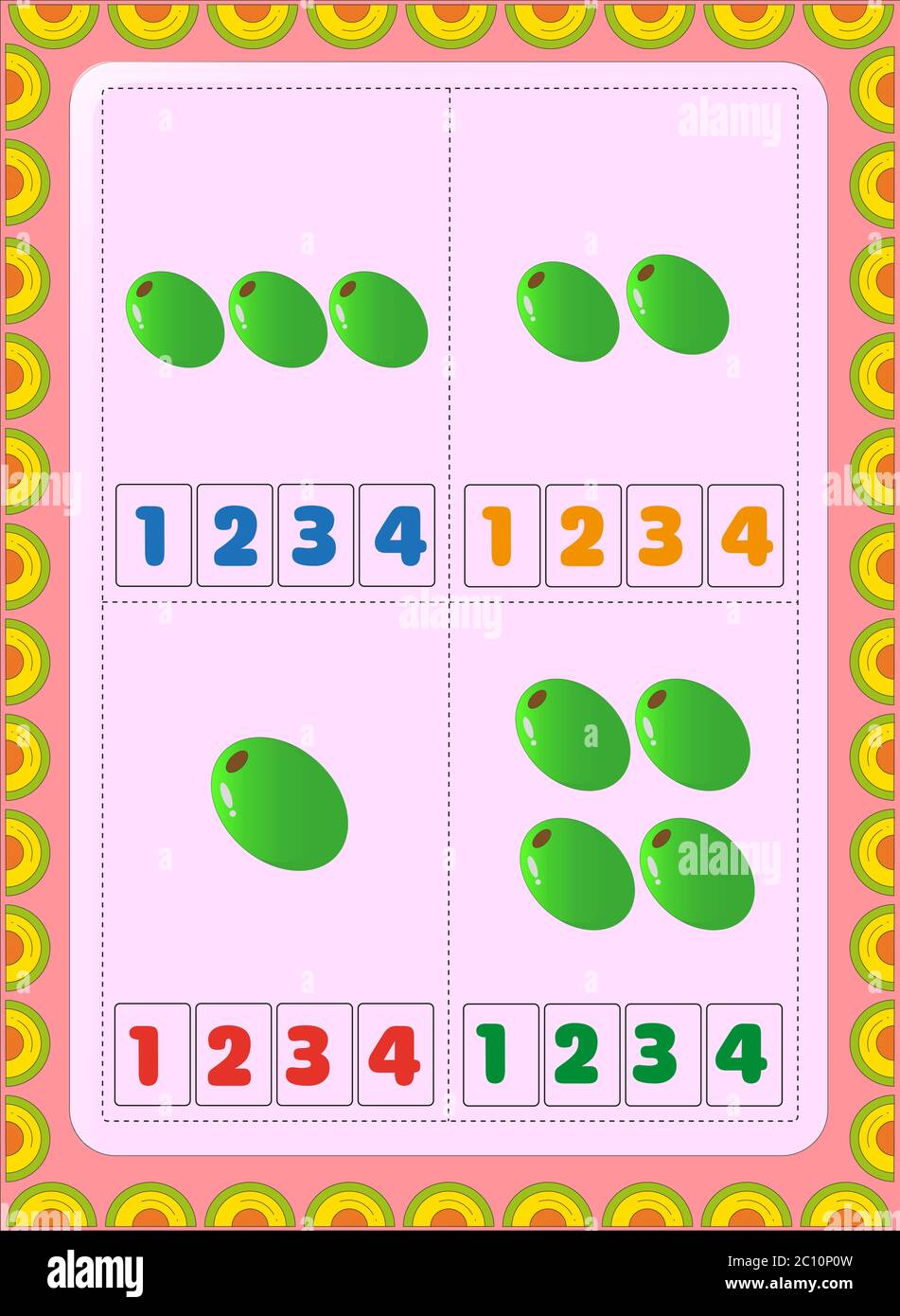 Preschool and toddler math with olive fruit design Stock Vector Image ...