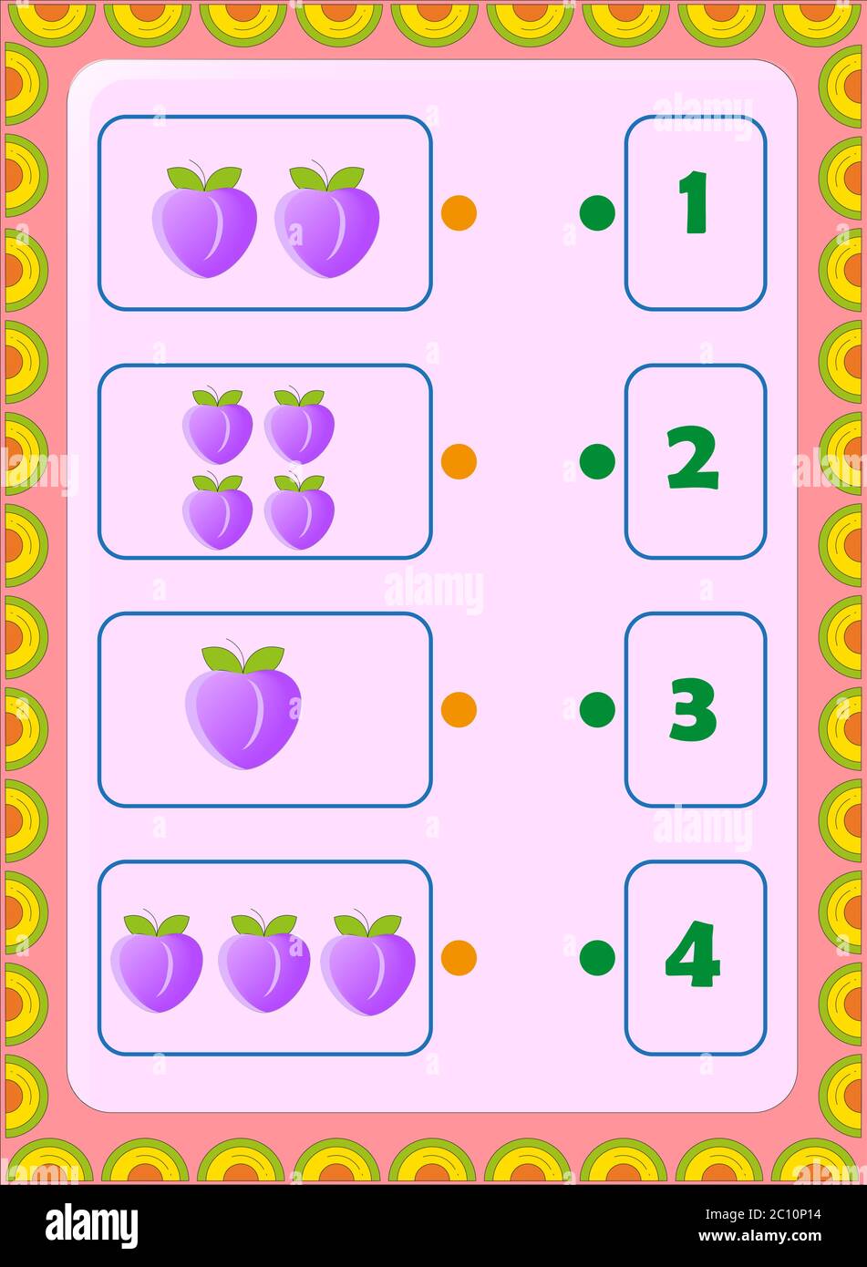 Preschool and toddler math with peach fruit design Stock Vector Image ...