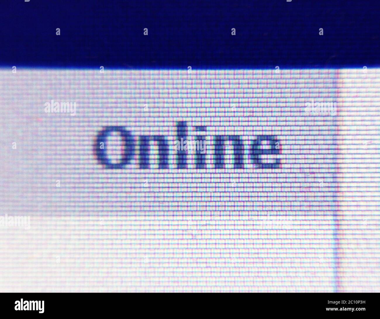 Online inscription on computer monitor screen Stock Photo - Alamy