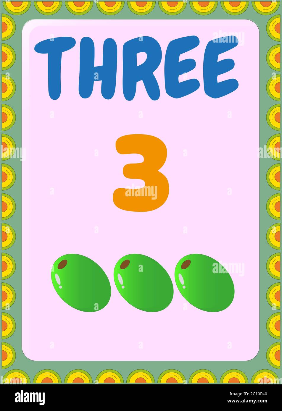 Preschool and toddler math with olive fruit design Stock Vector Image ...