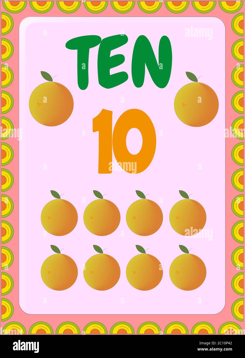 Preschool and toddler math with orange fruit design Stock Vector Image ...