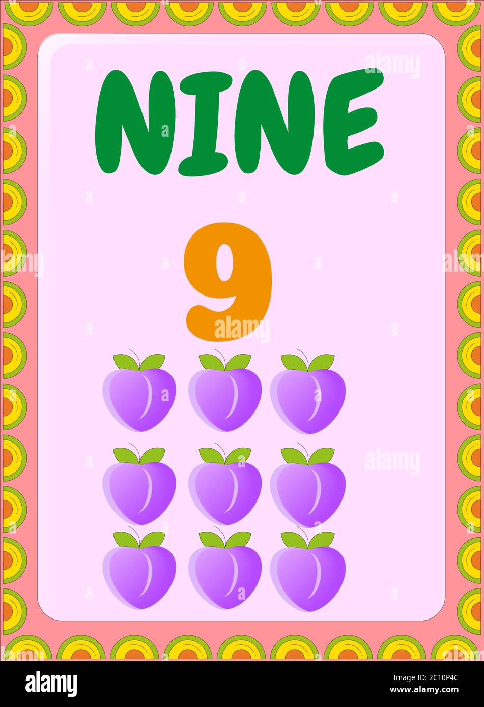 Preschool and toddler math with peach fruit design Stock Vector Image ...