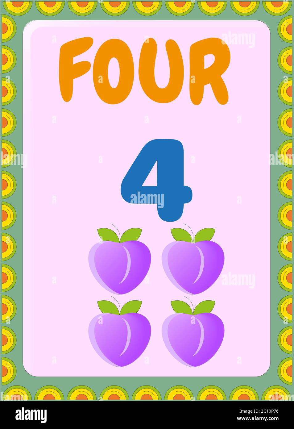Preschool and toddler math with peach fruit design Stock Vector Image ...