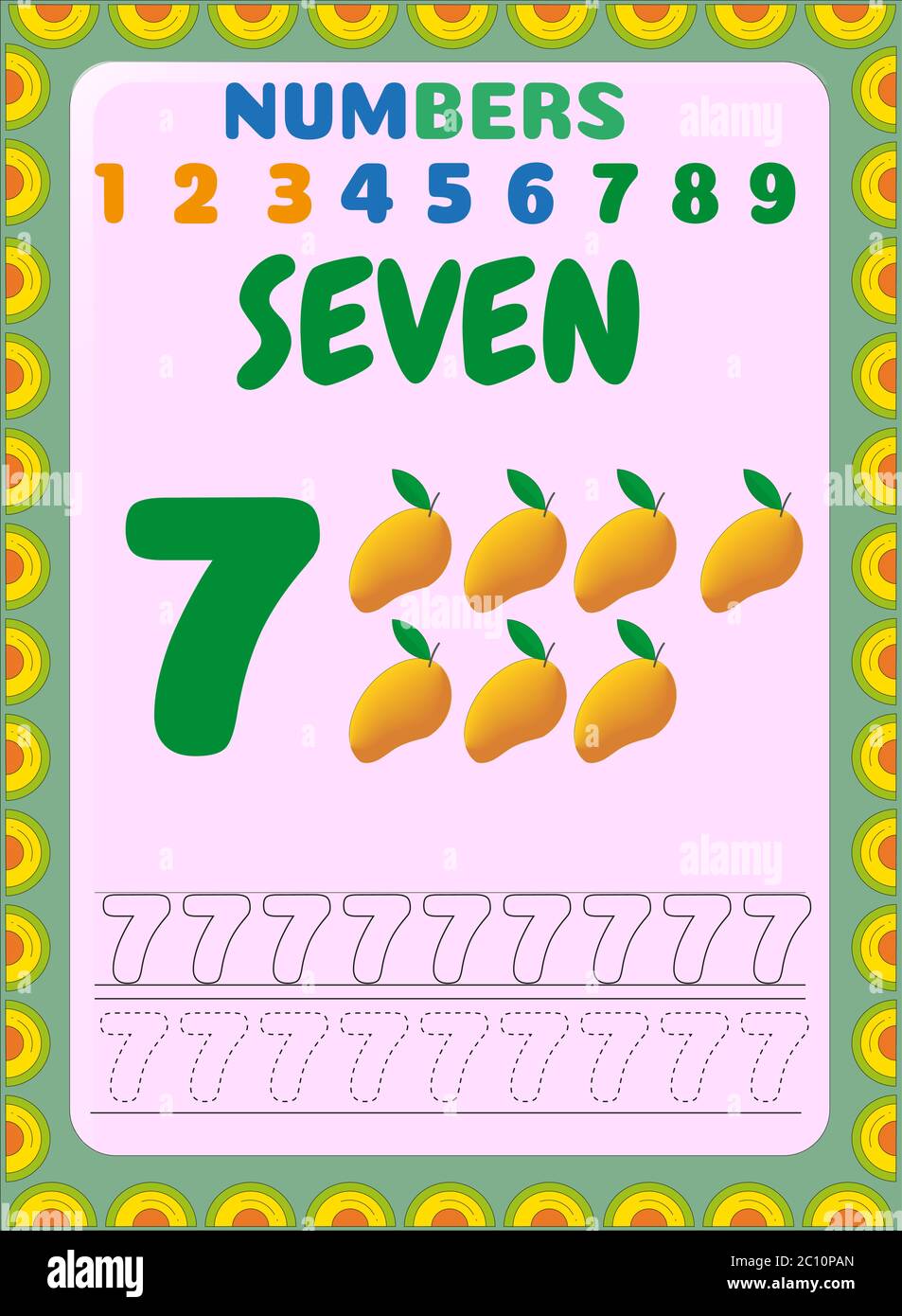 Preschool and toddler math with mango fruit design Stock Vector Image ...