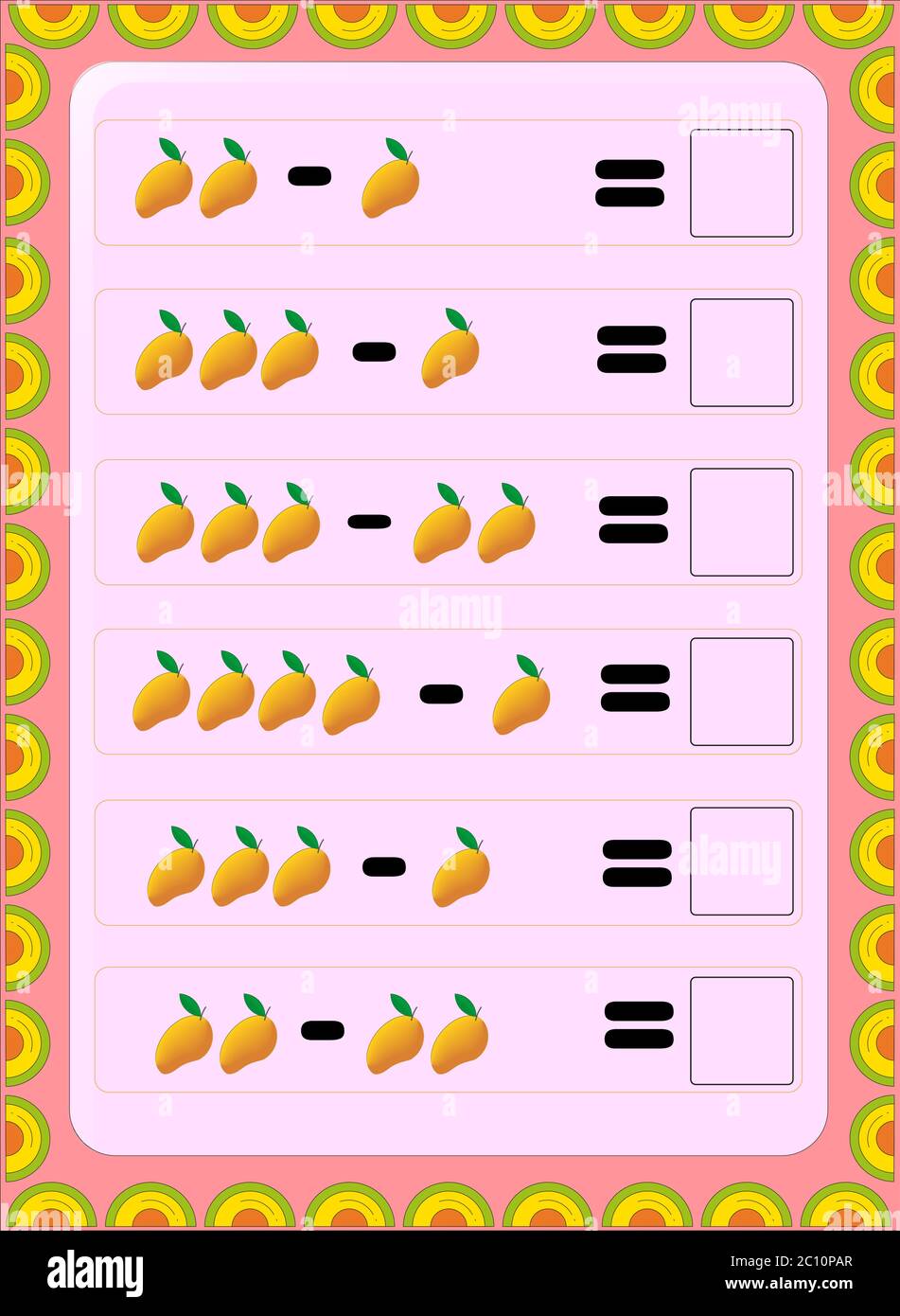 Preschool and toddler math with mango fruit design Stock Vector Image ...