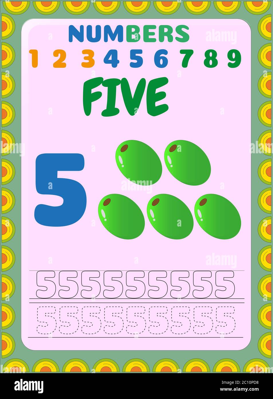 Preschool and toddler math with olive fruit design Stock Vector Image ...