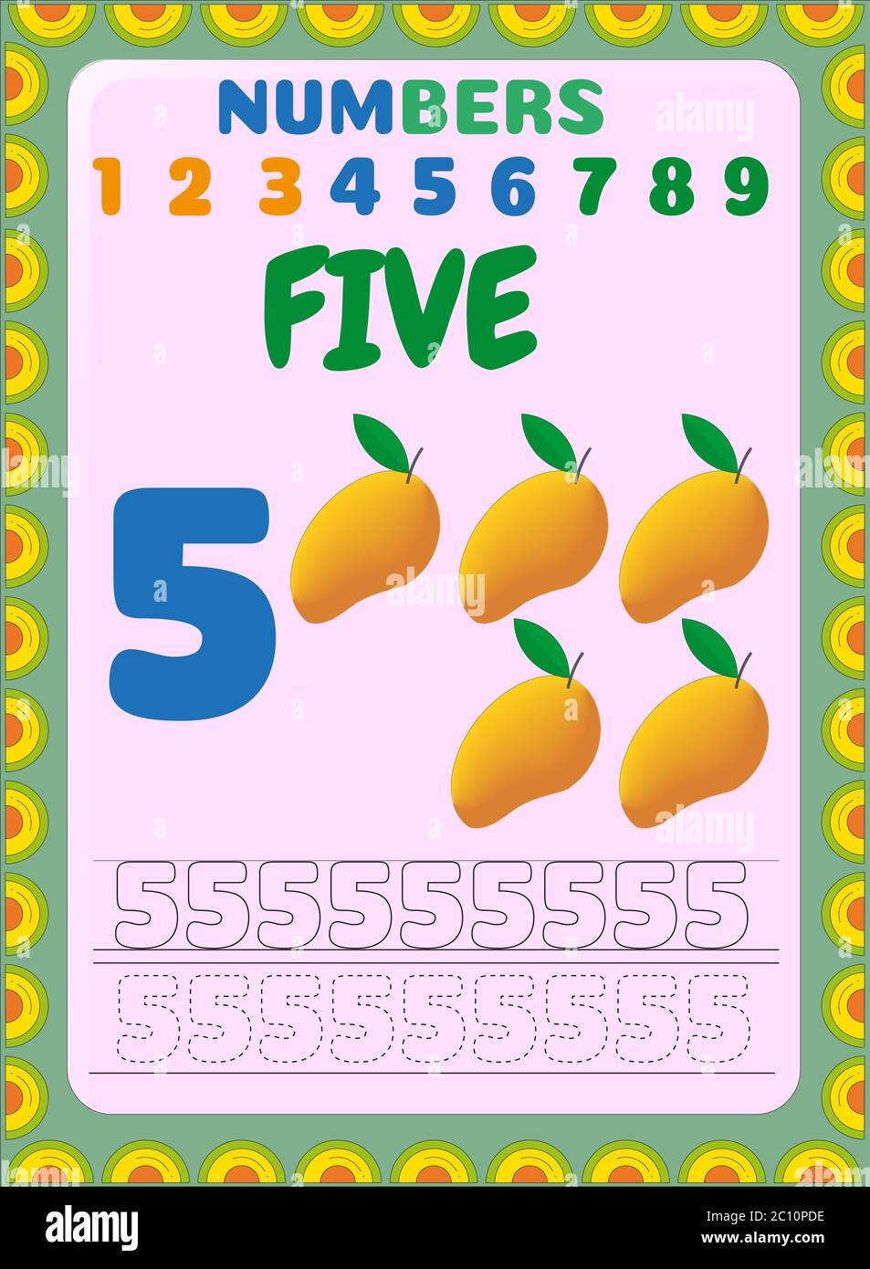 Preschool and toddler math with mango fruit design Stock Vector Image ...