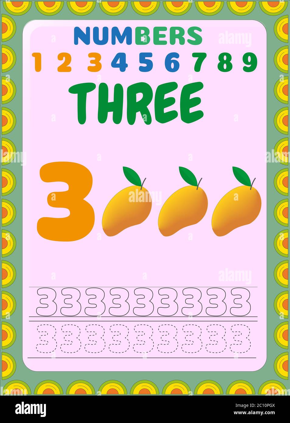 Preschool and toddler math with mango fruit design Stock Vector Image ...