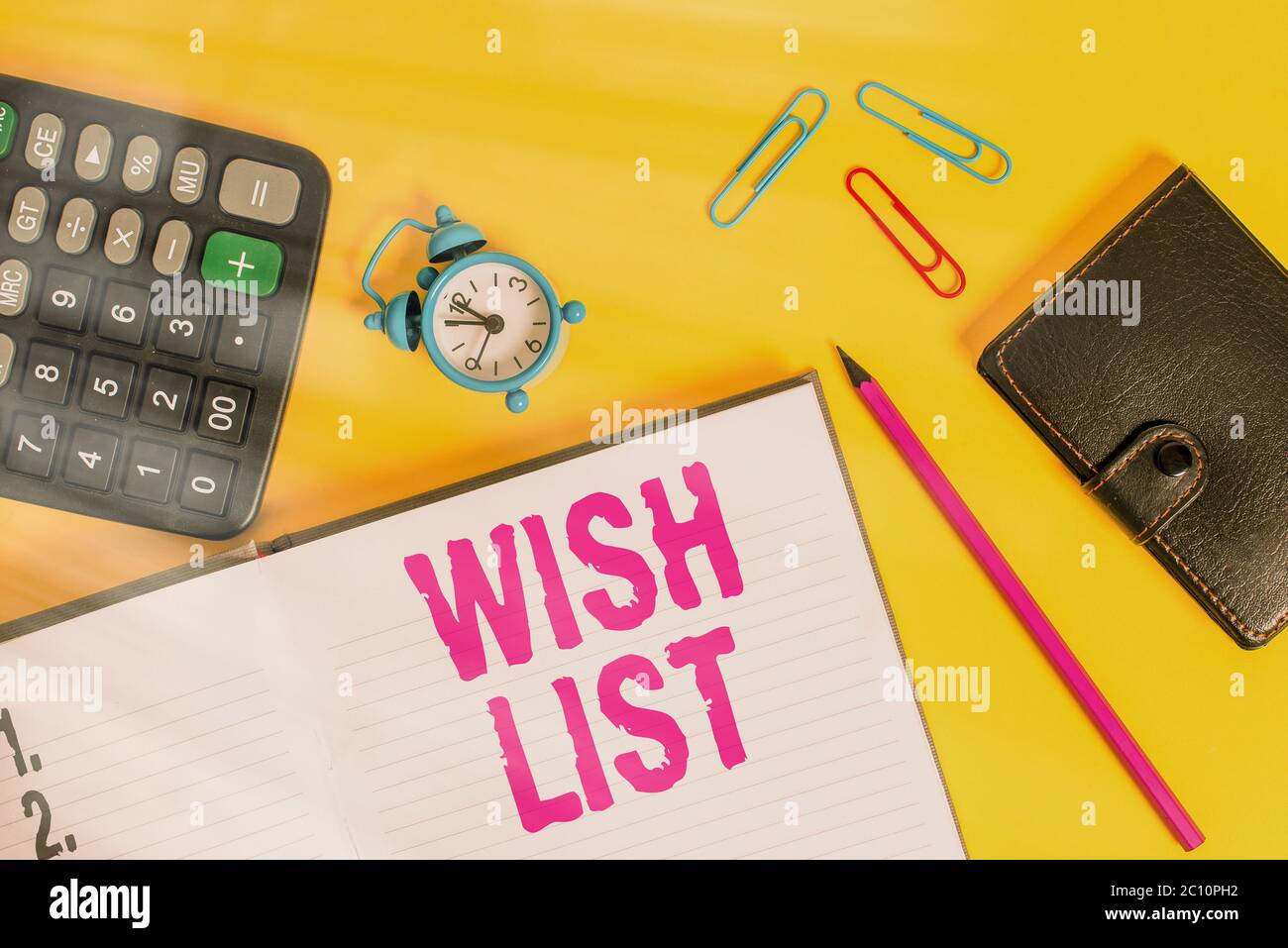 Handwriting text Wish List. Conceptual photo a composition of desired ...