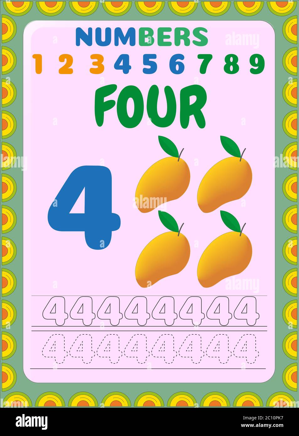 Preschool and toddler math with mango fruit design Stock Vector Image ...